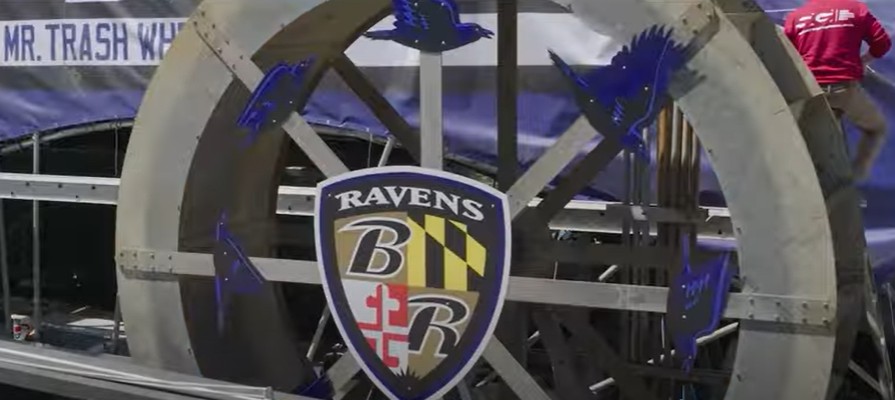 Baltimore Fishbowl | Ravens art on Mr Trash Wheel water wheel